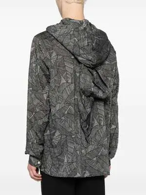 MOSTLY HEARD RARELY SEEN Leaf-print Hooded Shirt - Grey
