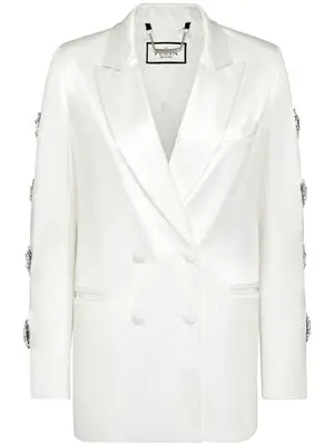 Philipp Plein Double-breasted Blazer With Crystal Embellishments