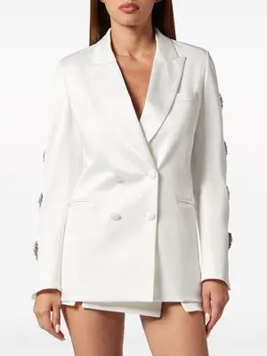 Philipp Plein Double-breasted Blazer With Crystal Embellishments