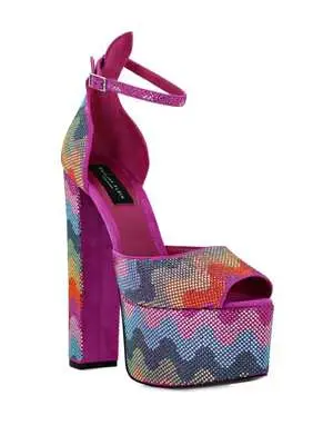 Philipp Plein 120mm Crystal-embellished Leather Platform Sandals - Pink