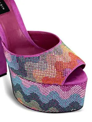 Philipp Plein 120mm Crystal-embellished Leather Platform Sandals - Pink