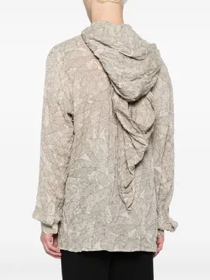 MOSTLY HEARD RARELY SEEN Leaf-print Hooded Shirt - Neutrals