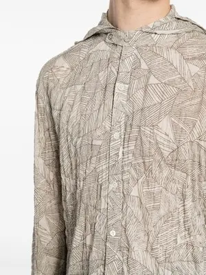 MOSTLY HEARD RARELY SEEN Leaf-print Hooded Shirt - Neutrals