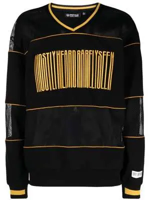 MOSTLY HEARD RARELY SEEN Logo-embroidered Hybrid Sweatshirt - Black