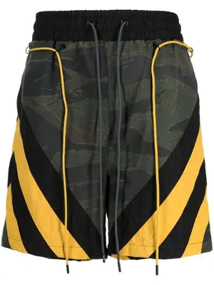 MOSTLY HEARD RARELY SEEN Camouflage Striped Track Shorts - Green