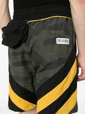 MOSTLY HEARD RARELY SEEN Camouflage Striped Track Shorts - Green