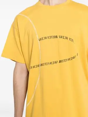 MOSTLY HEARD RARELY SEEN Orbit Slogan-print Cotton T-shirt - Yellow