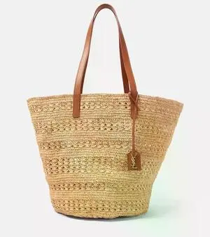 Saint Laurent Panier Medium Raffia Tote Bag - Beige