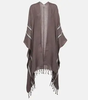 Brunello Cucinelli Striped Linen Cape - Brown