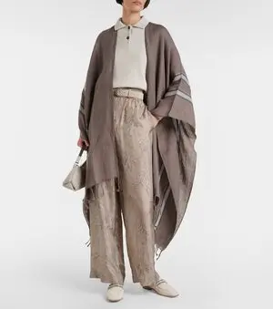 Brunello Cucinelli Striped Linen Cape