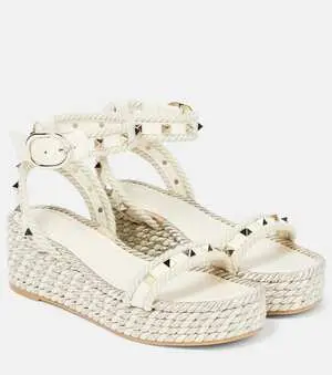 Valentino Garavani Rockstud Wedge Espadrilles - White