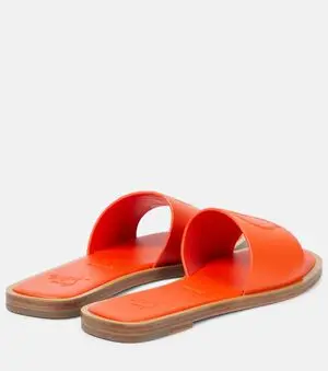 CHRISTIAN LOUBOUTIN Cl Embossed Leather Mules - Orange