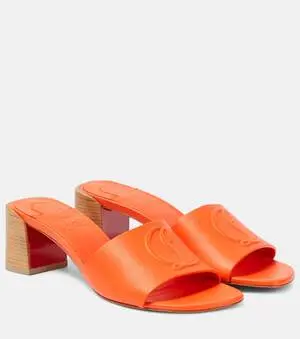 CHRISTIAN LOUBOUTIN So Cl 55 Embossed Leather Mules - Orange