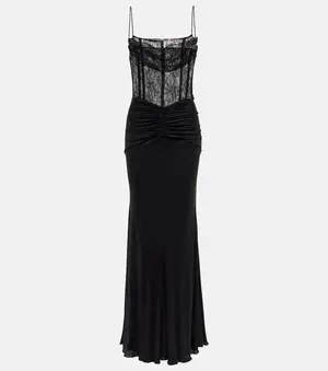 Alessandra Rich Laminated Jersey Maxi Dress