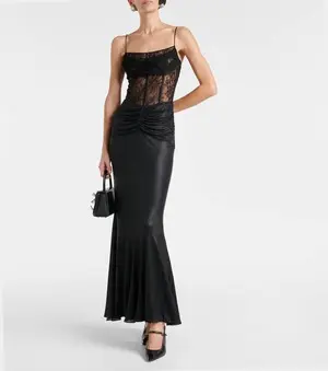 Alessandra Rich Laminated Jersey Maxi Dress