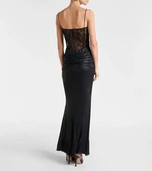 Alessandra Rich Laminated Jersey Maxi Dress