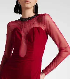 MISS SOHEE Embellished Cotton-blend Velvet Gown