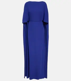 Valentino Garavani Caped Silk Gown - Blue