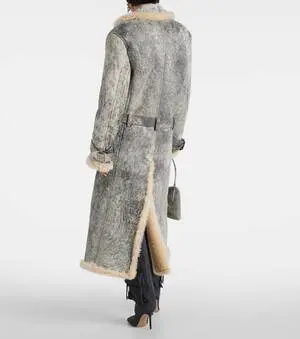 Attico Shearling-lined Leather Coat