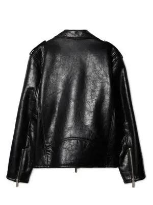 Off-White Crinkled Leather Biker Jacket