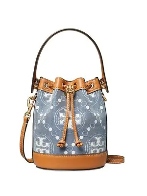 Tory Burch Tory Burch T Monogram Denim Bucket Bag - Denim