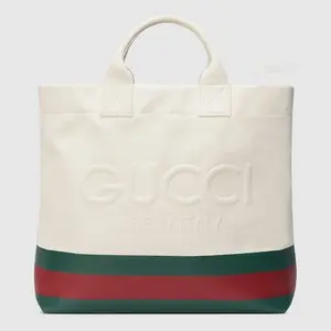 Gucci Canvas Tote Bag With Embossed Detail Fabric
