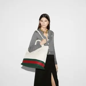 Gucci Canvas Tote Bag With Embossed Detail Fabric