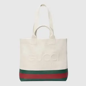 Gucci Canvas Tote Bag With Embossed Detail Fabric