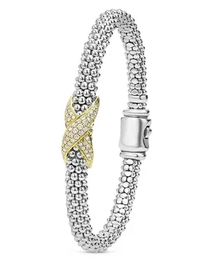 Lagos 18k Yellow Gold & Sterling Silver Diamond Bracelet - Silver/gold