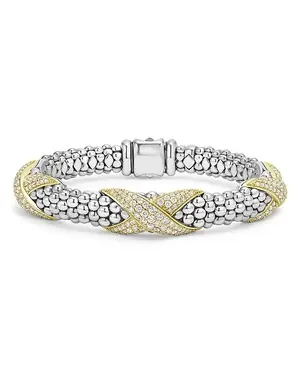 Lagos 18k Yellow Gold And Sterling Silver Diamond Bracelet - Silver/gold