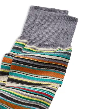 Paul Smith Signature Stripe Crew Socks - Gray Multi