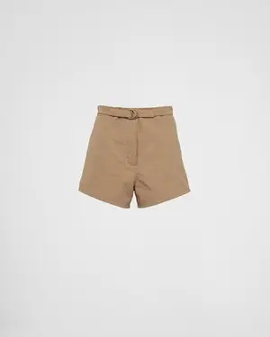 Prada Panama Cotton And Linen Shorts
