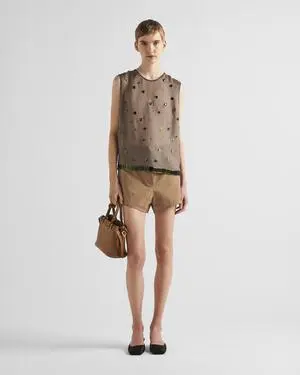 Prada Panama Cotton And Linen Shorts
