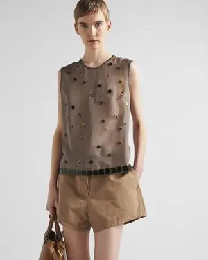Prada Panama Cotton And Linen Shorts