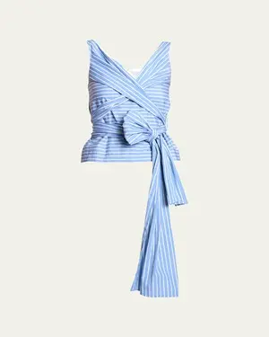 Dries Van Noten Colada Striped Wrap Top