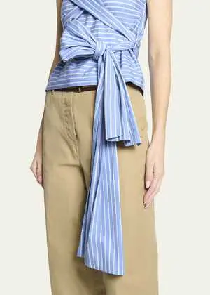 Dries Van Noten Colada Striped Wrap Top