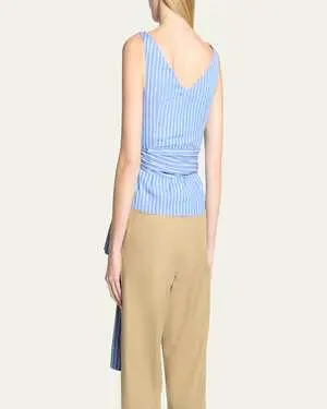 Dries Van Noten Colada Striped Wrap Top