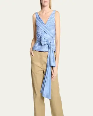 Dries Van Noten Colada Striped Wrap Top