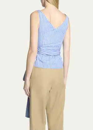 Dries Van Noten Colada Striped Wrap Top