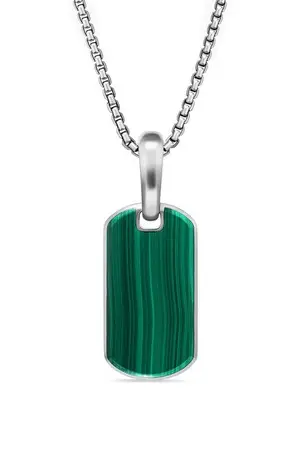 David Yurman Chevron Tag Enhancer - Sterling Silver/ Malachite