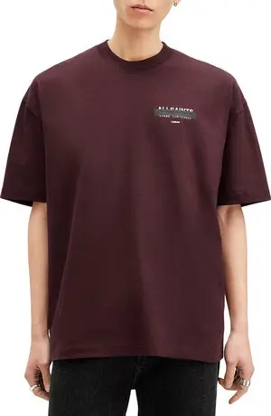 ALLSAINTS Redact Mock Neck Graphic T-shirt Mars Red