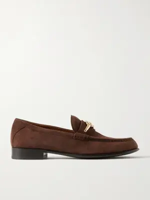 Valentino Garavani Vlogo Gate Embellished Loafers - Brown