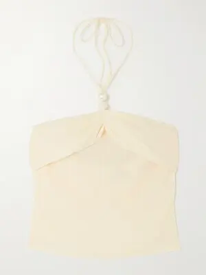 Magda Butrym Embellished Crinkled-gauze Halterneck Top