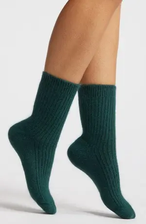 HIGH HEEL JUNGLE Cashmere Blend Crew Socks - Green