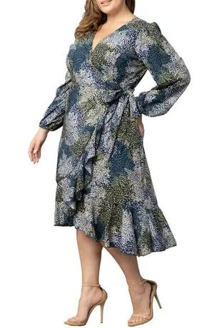 KIYONNA Julia Long Sleeve Midi Wrap Dress