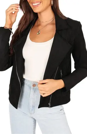 PETAL & PUP Petal & Pup Spencer Faux Suede Moto Jacket Black