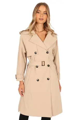 PETAL & PUP Trina Belted Trench Coat - Beige