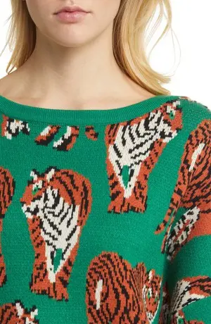 DRESSED IN LALA Retrograde Tiger Boxy Sweater - Tiger Tales