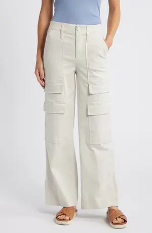 Wit & Wisdom Ab'solution Skyrise Wide Leg Utility Pants - Pale Stone