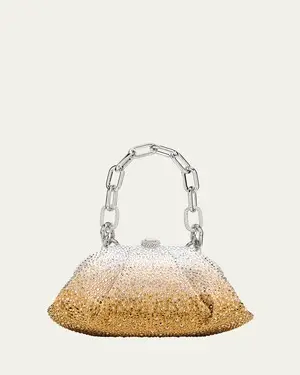 Judith Leiber Gemma Pleated Ombré Crystal Top-handle Bag - Silver Golden